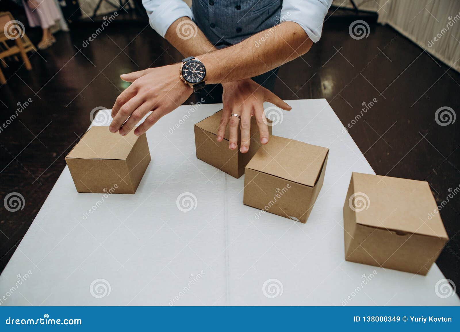 Magician Shows Performance Sleight Hand Empty Boxes Stock Image - Image ...