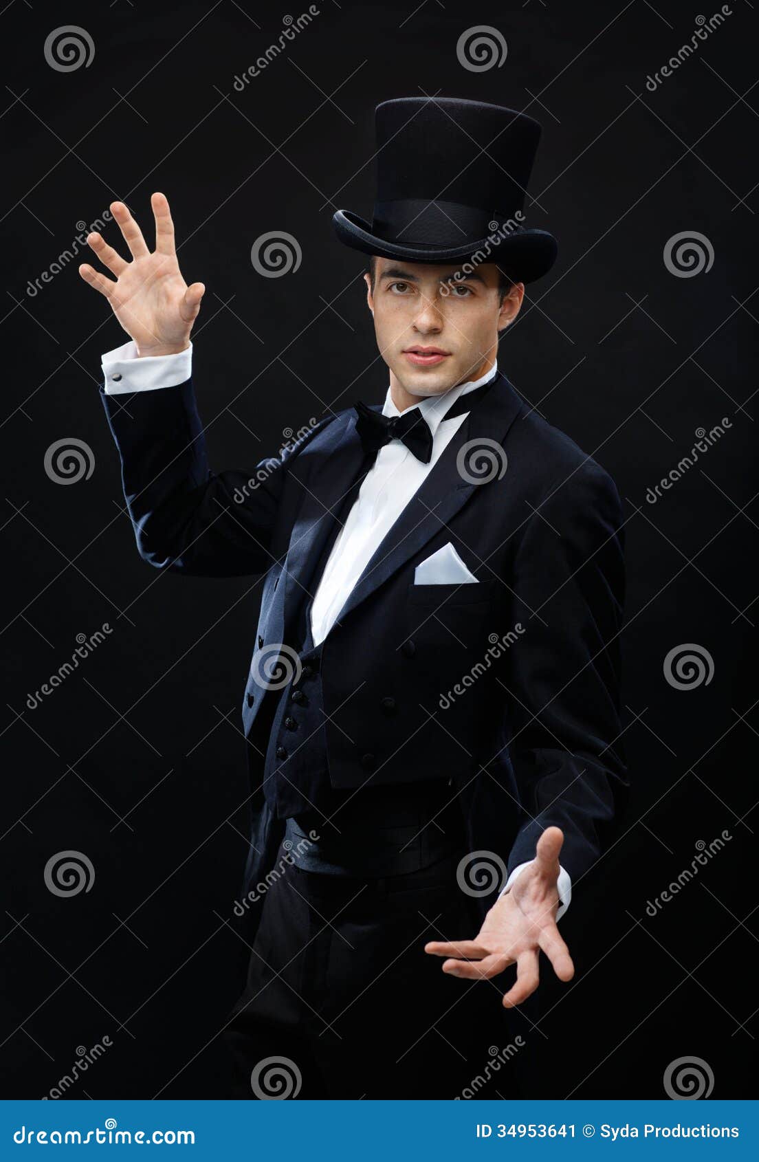 Magician in Top Hat Showing Trick Stock Image - Image of miracle ...