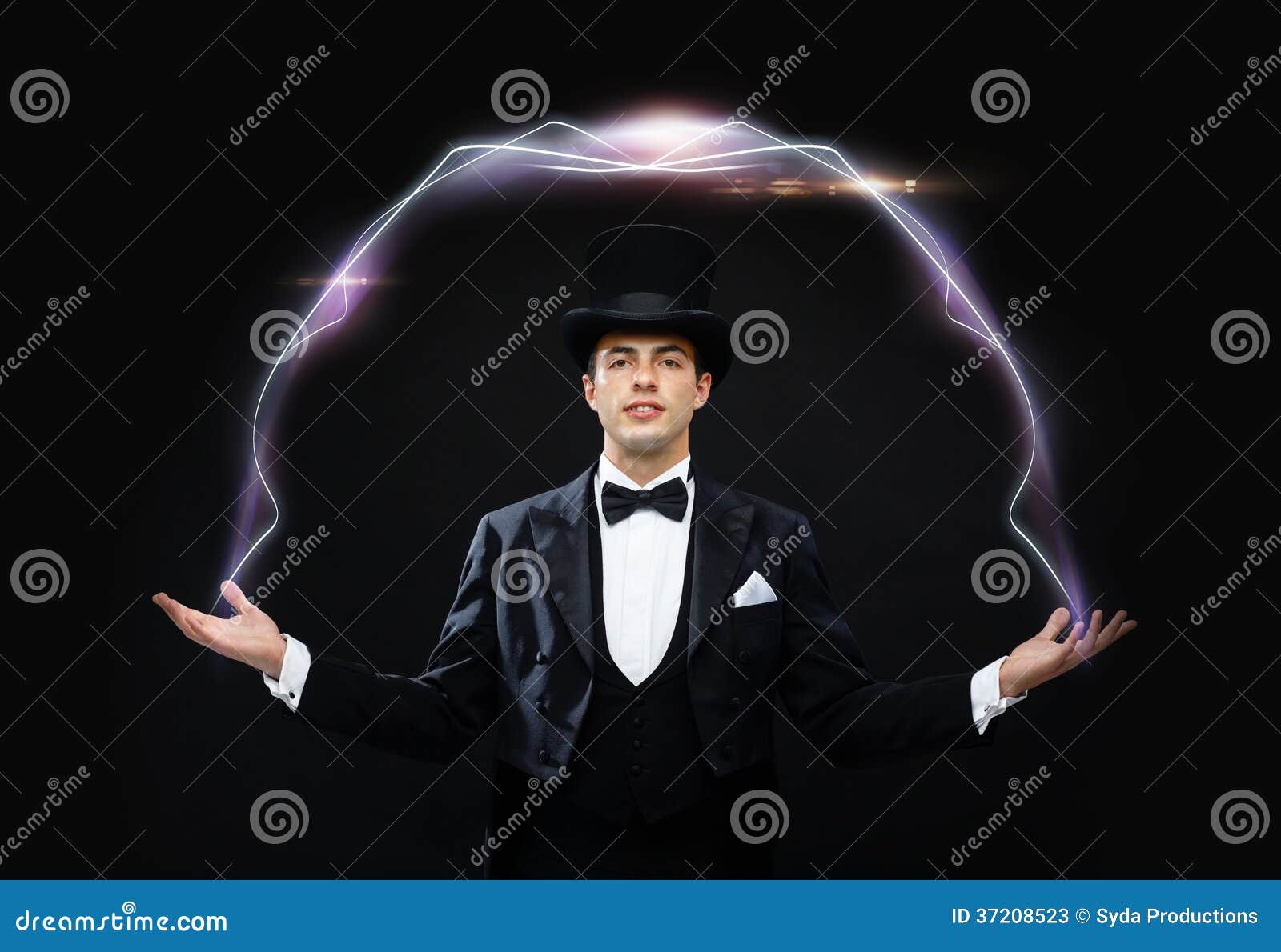 Magician in Top Hat Showing Trick Stock Image - Image of magician ...