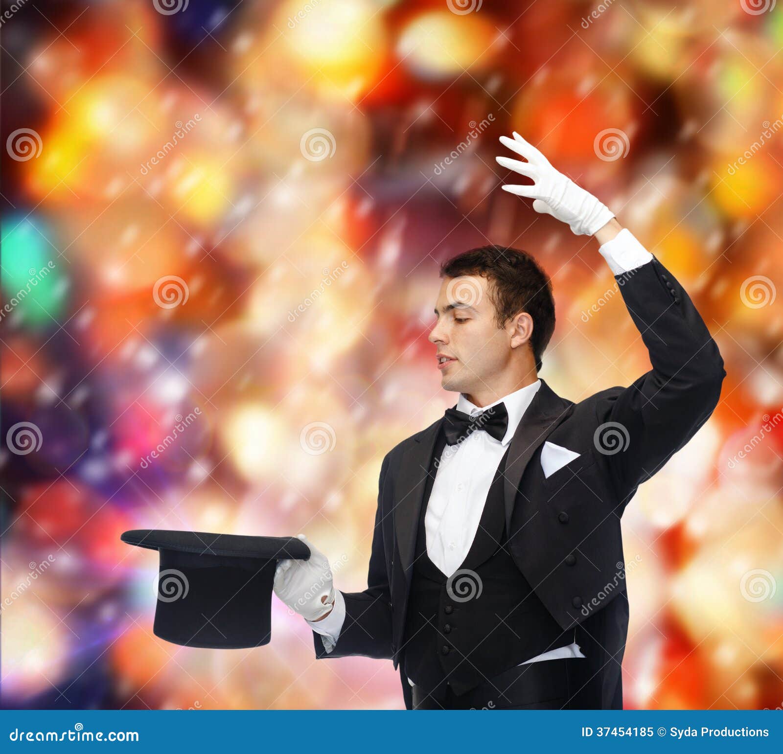 Magician in Top Hat Showing Trick Stock Image - Image of magician ...