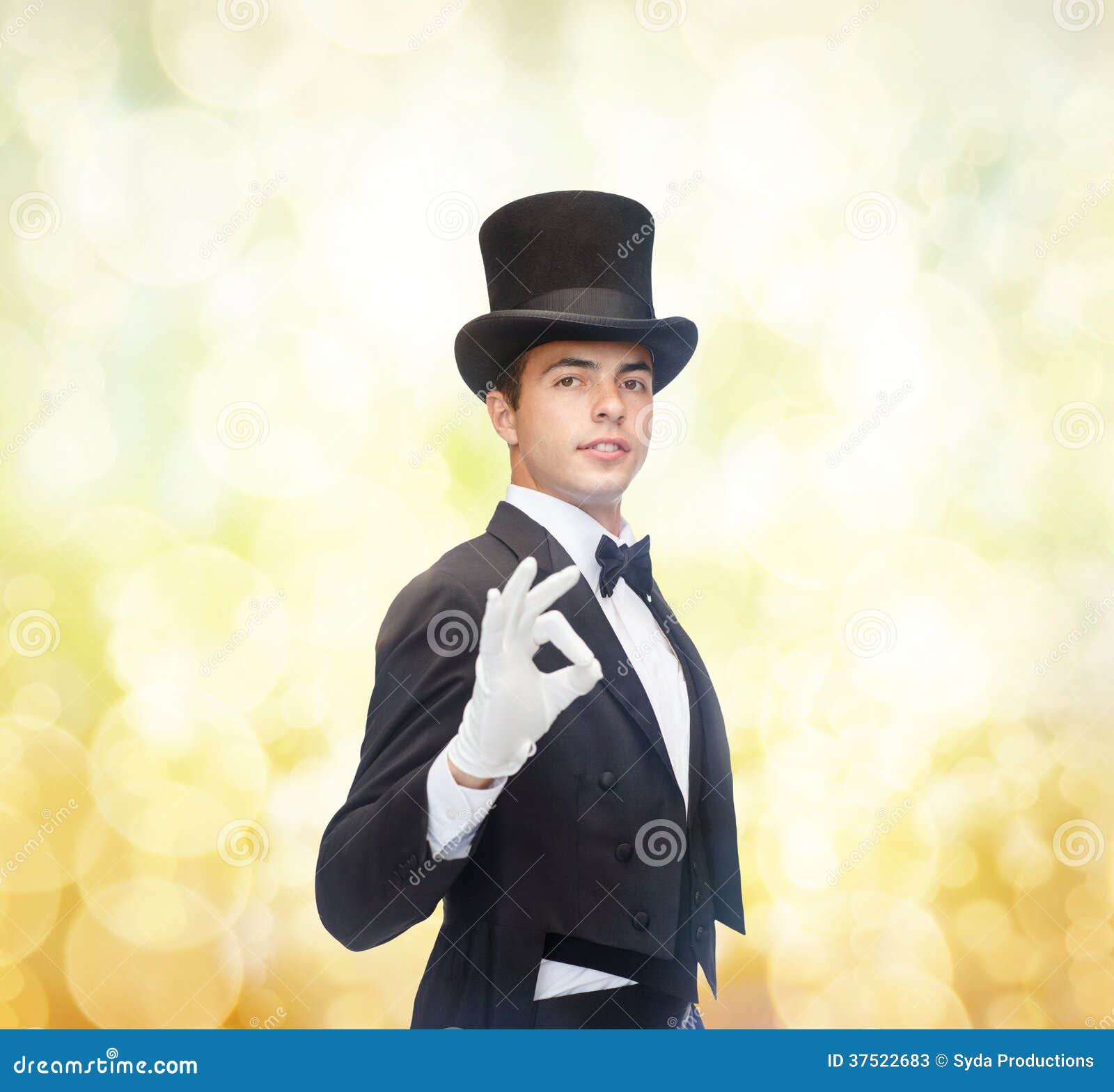 Magician in Top Hat Showing Trick Stock Image - Image of illusionist ...