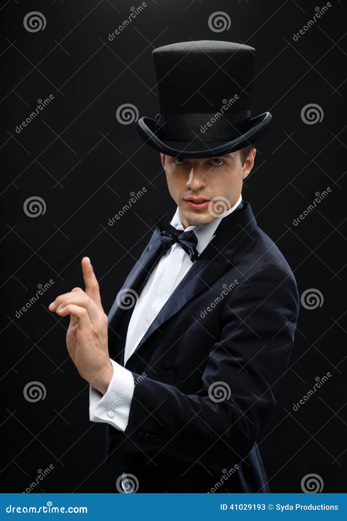 Magician in Top Hat Showing Trick Stock Image - Image of magician ...