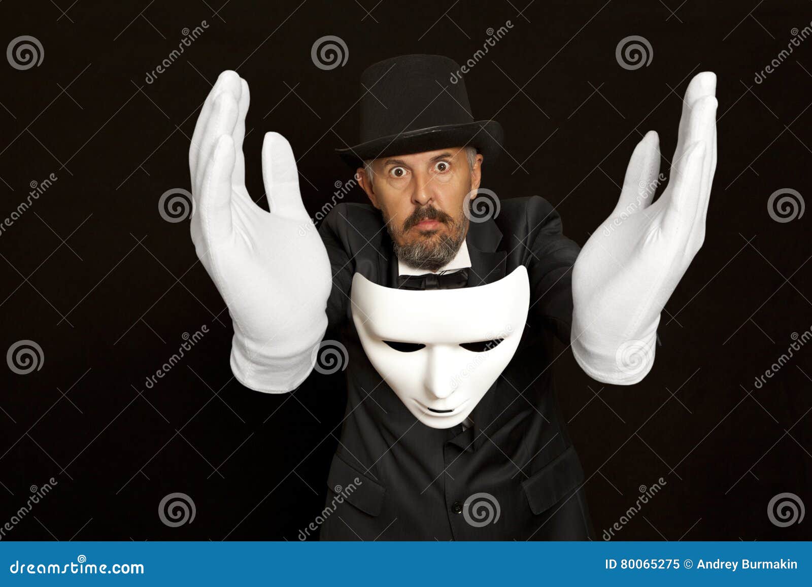 Magician in Top Hat Showing Trick. Magic, Performance Stock Image ...
