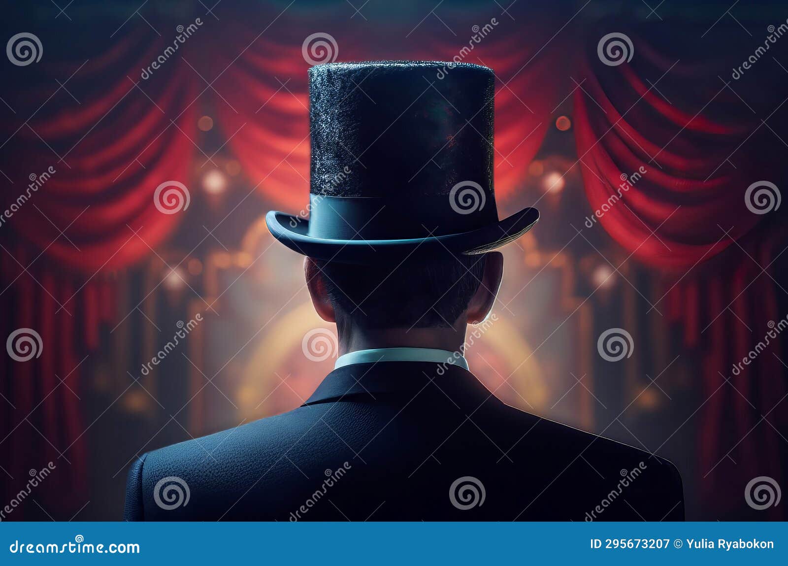 Magician with Top Hat Stage Scene. Generate Ai Stock Image - Image of ...