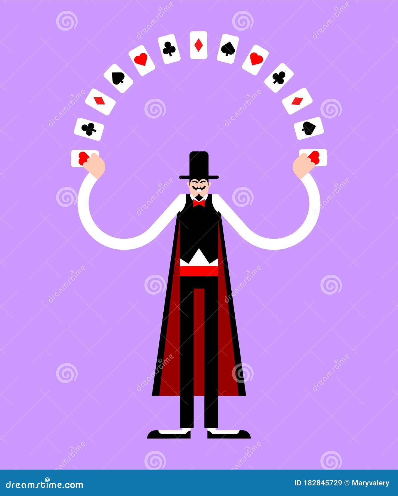 Magician and Trick with Playing Cards. Vector Illustration Stock Vector ...