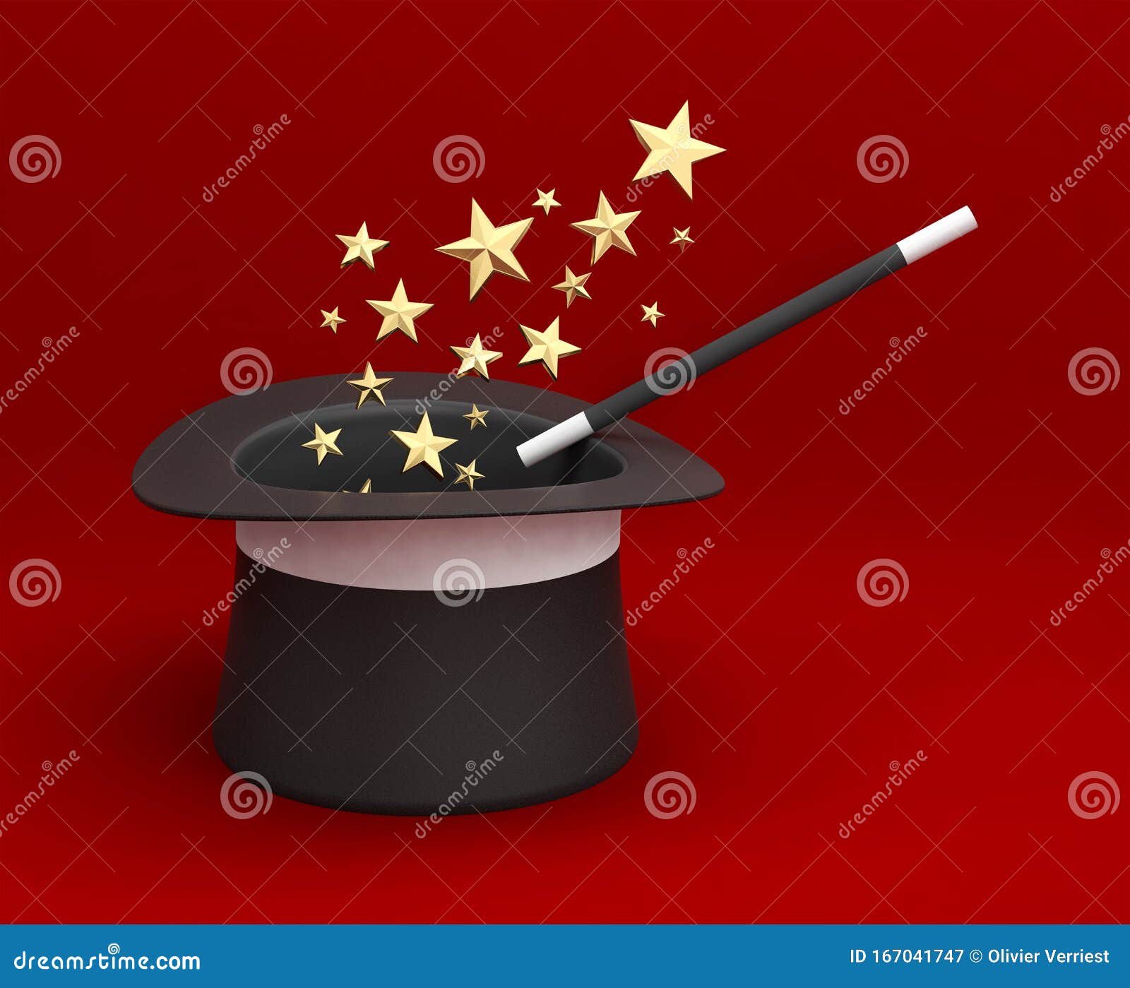 Magicians Hat Star Stars Magic Wand Stock Illustration - Illustration ...