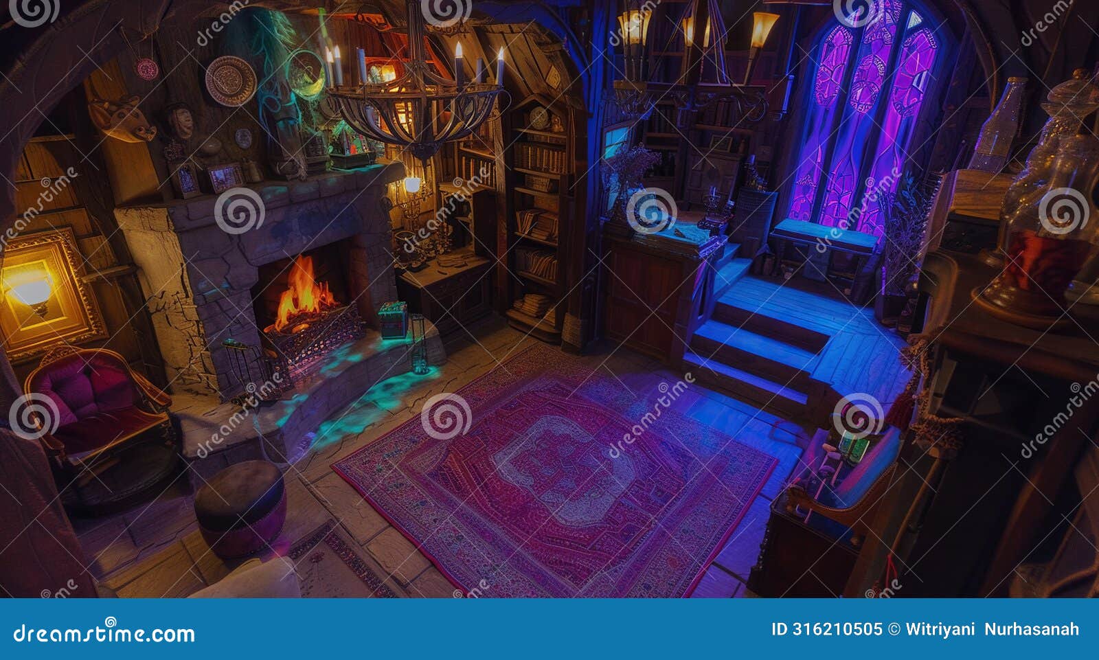 A Magicians Hideaway Room Interior. Generative Ai Stock Illustration ...