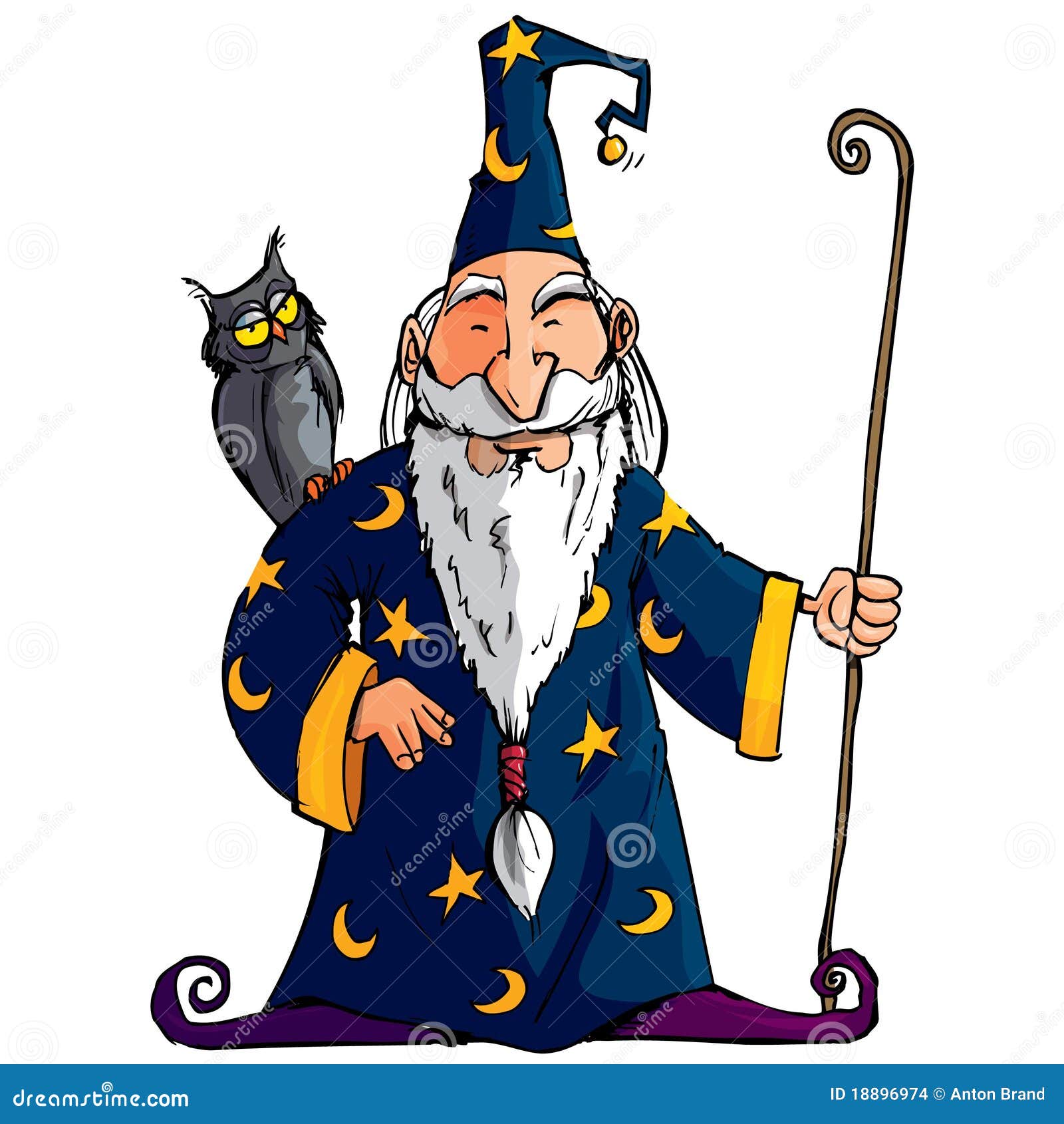 Magicien De Dessin Animé Avec Un Personnel Images stock - Image: 18896974