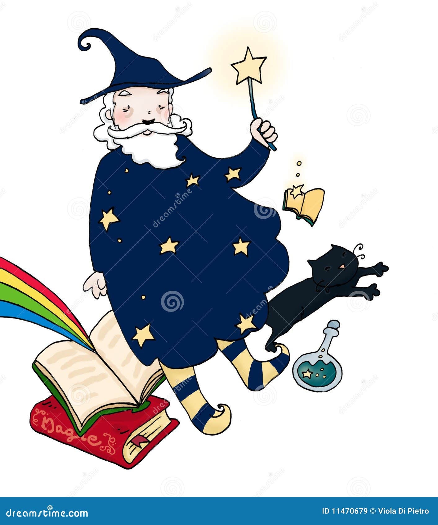 Magicien et chat noir illustration stock. Illustration du fable - 11470679