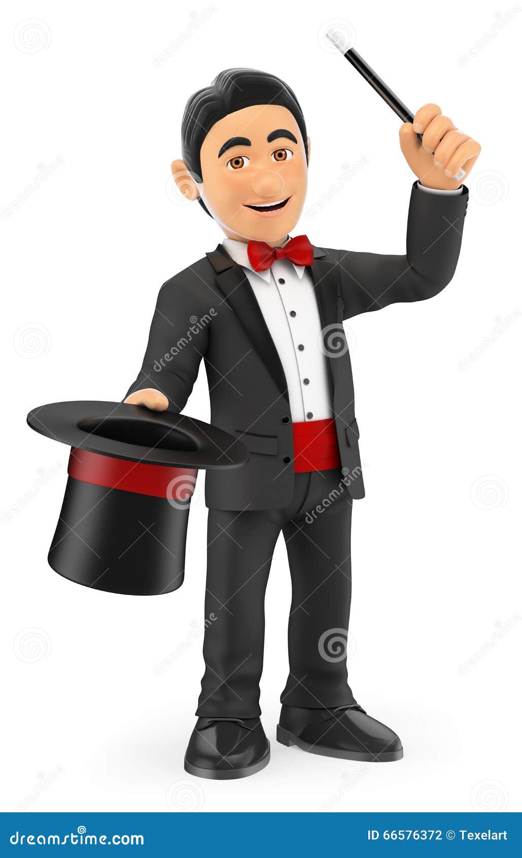 Magier 3D mit Hut und Stab stock abbildung. Illustration von lustig ...