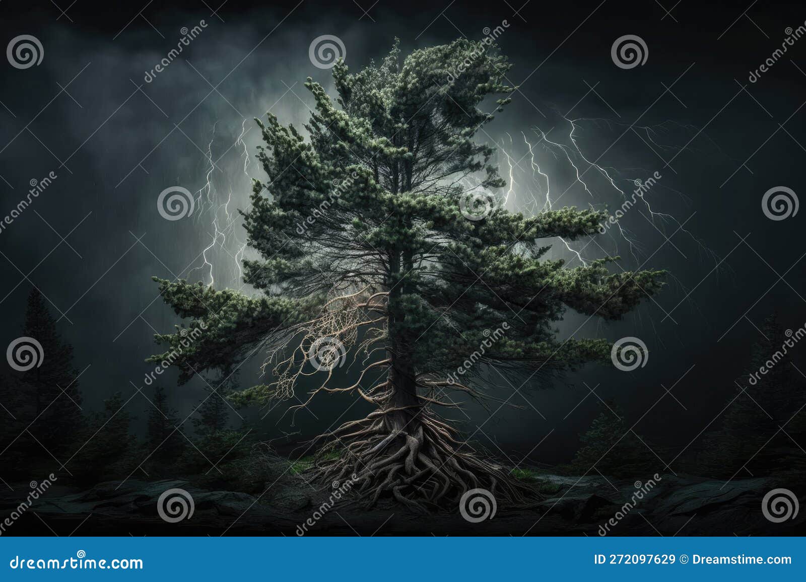 Maginficent Large Eastern Hemlock Tree Lightning Dark Clouds Sky by ...