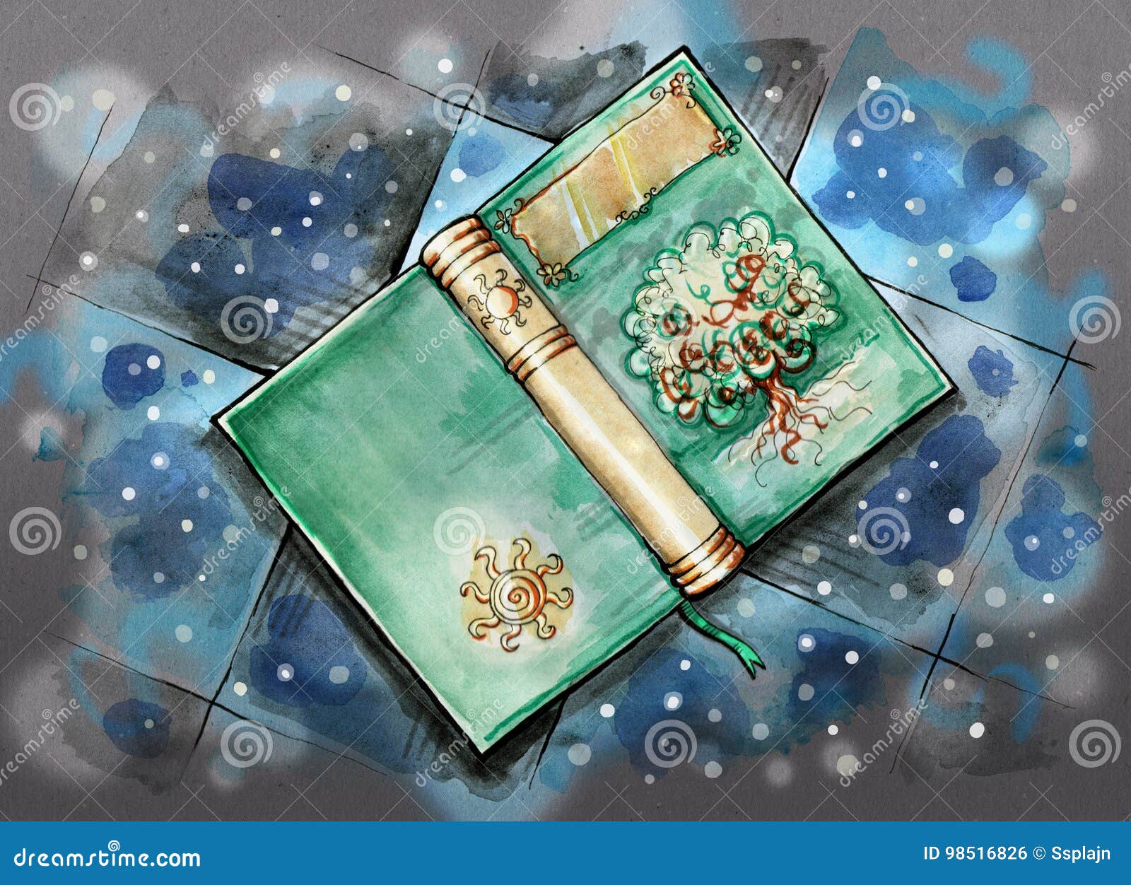 Magisches Buch Auf Dem Boden Stock Abbildung - Illustration von ...