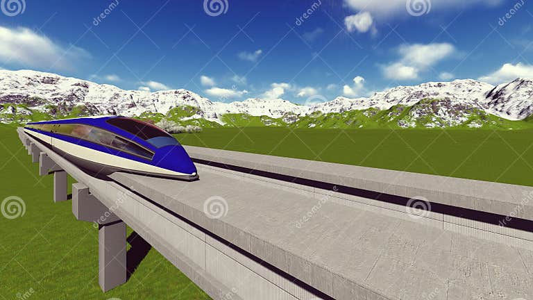 Maglev train Raster 7 7 stock illustration. Illustration of perspective ...
