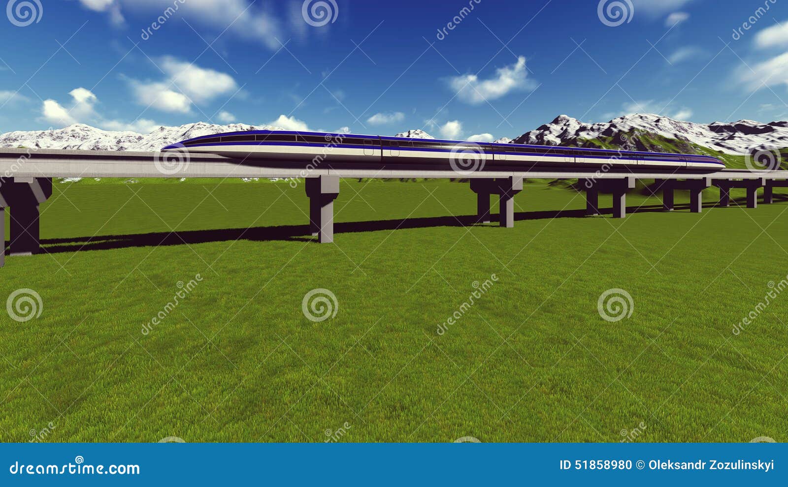 Maglev Train In Cartoon Style Stiker On White Background On Isolated ...