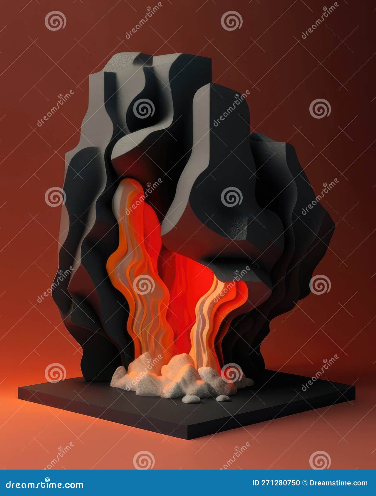 Magma Bubbling and Steaming within a Limestone Cavern. Podium, Empty ...