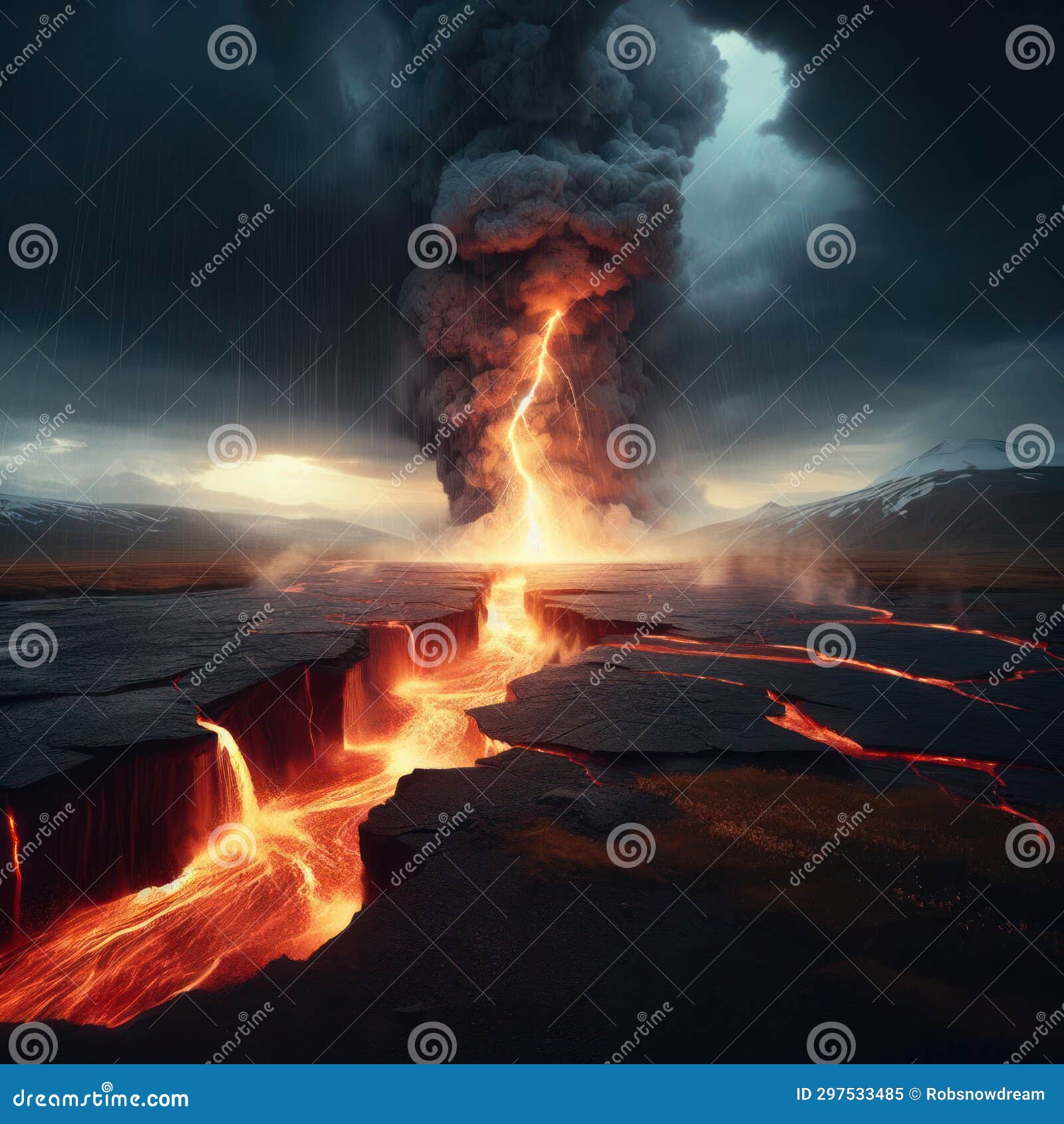 Magma Eruption Breaking through Road Surface. 库存例证 - 插画 包括有 冰岛, 熔岩 ...