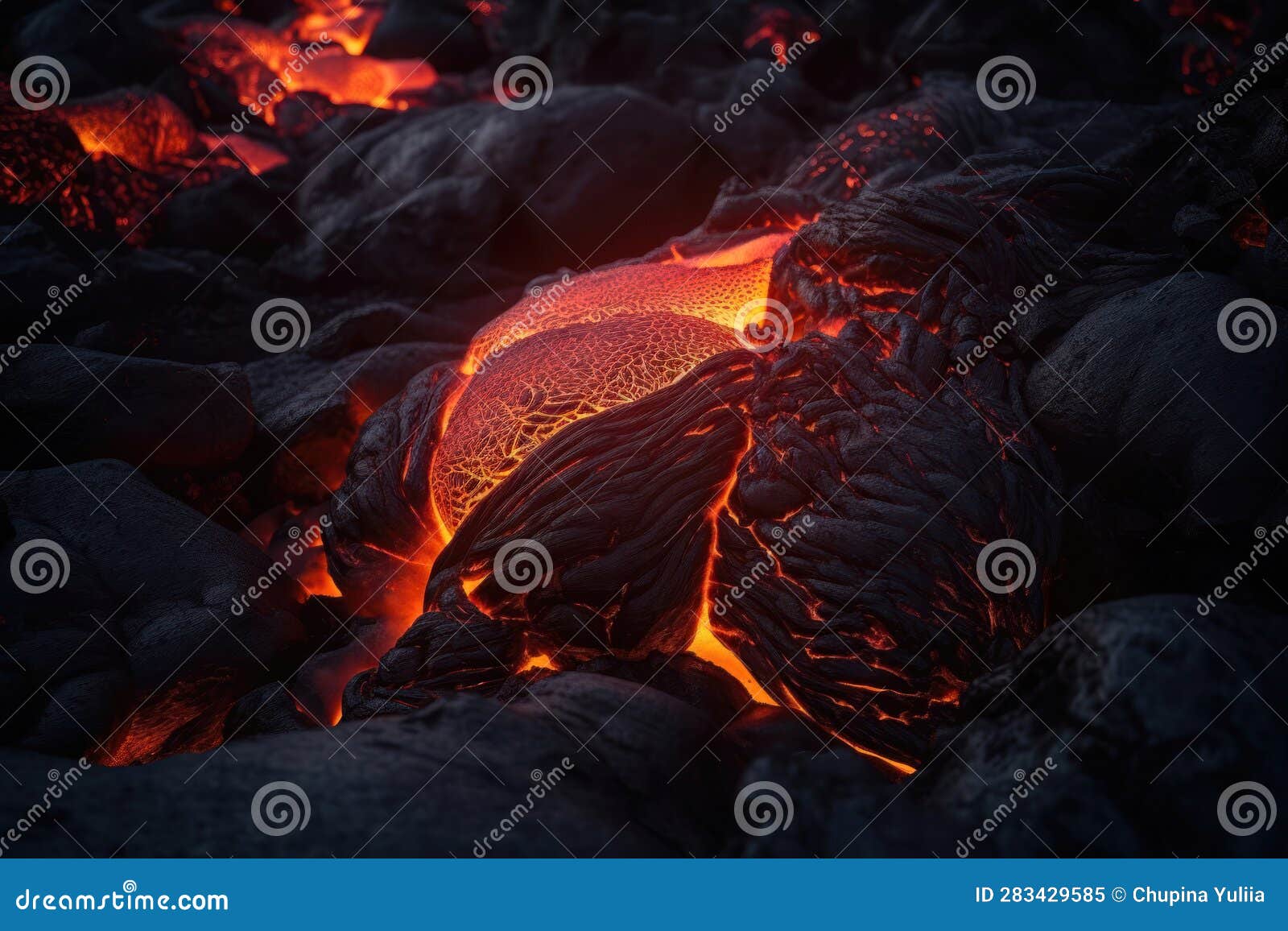 Magma Lava Cracked Glow, Embers. AI Generated Stock Illustration ...