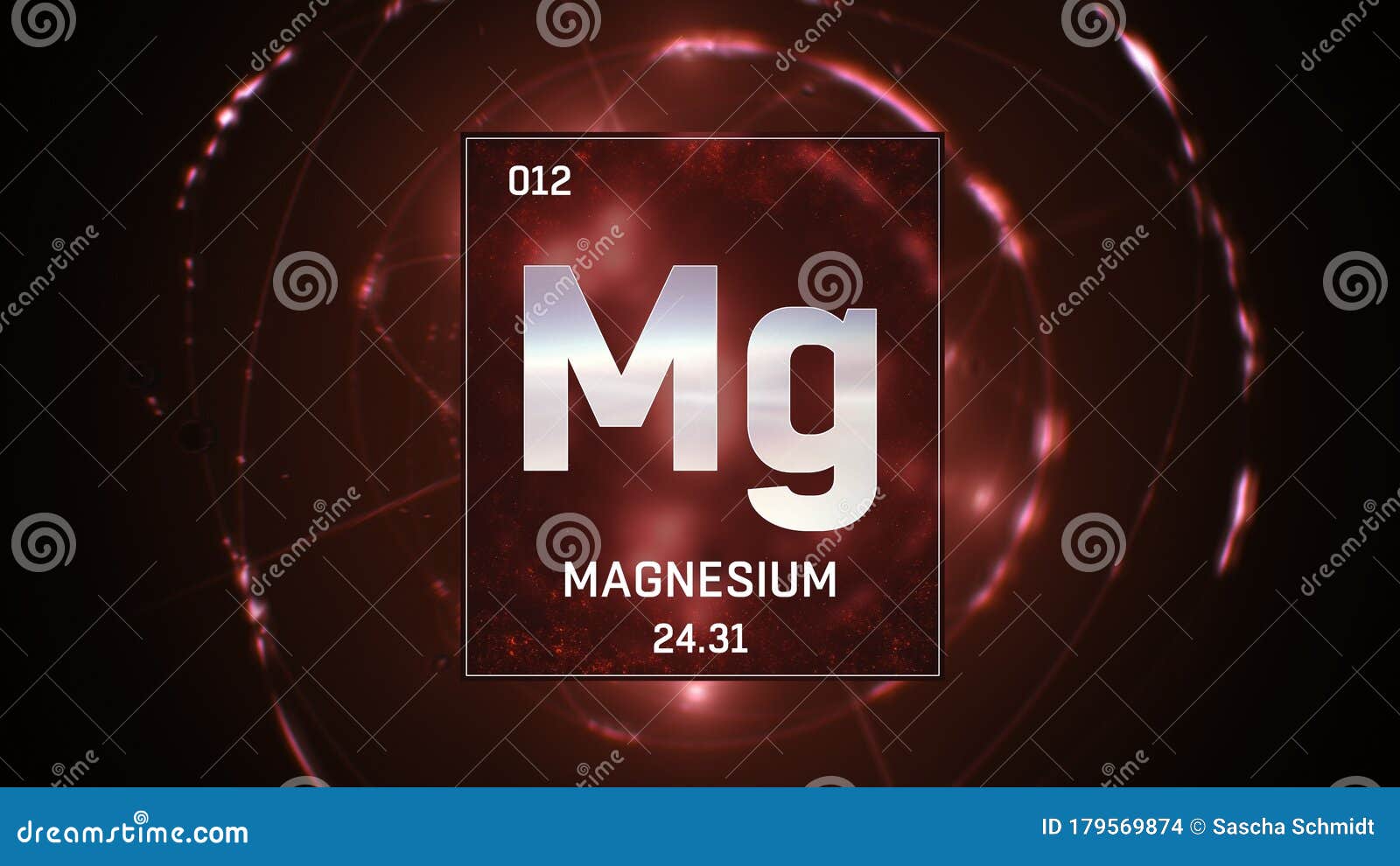 Magnesium As Element 12 Of The Periodic Table 3D Animation On Red ...