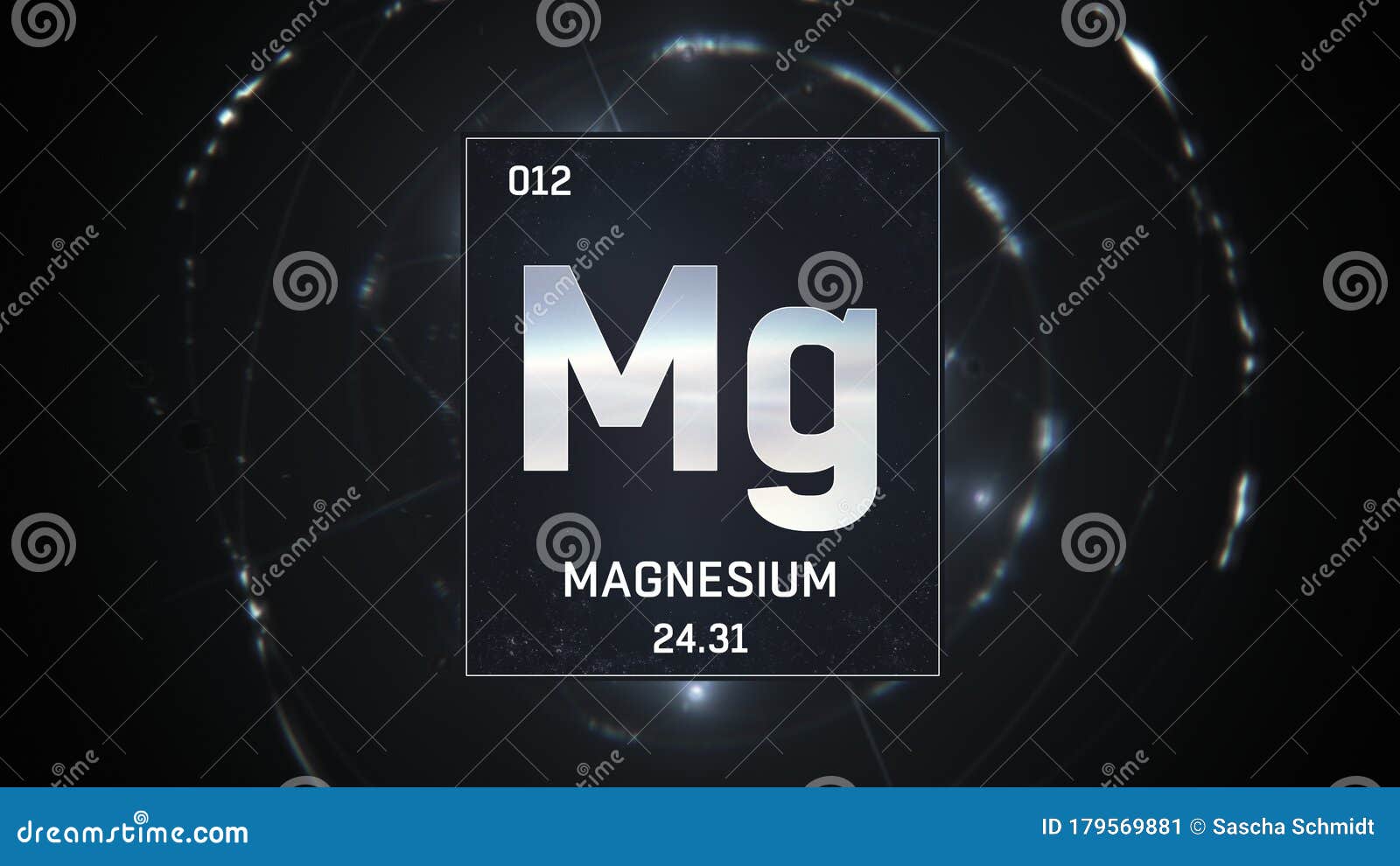 Magnesium As Element 12 Of The Periodic Table 3D Animation On Silver ...