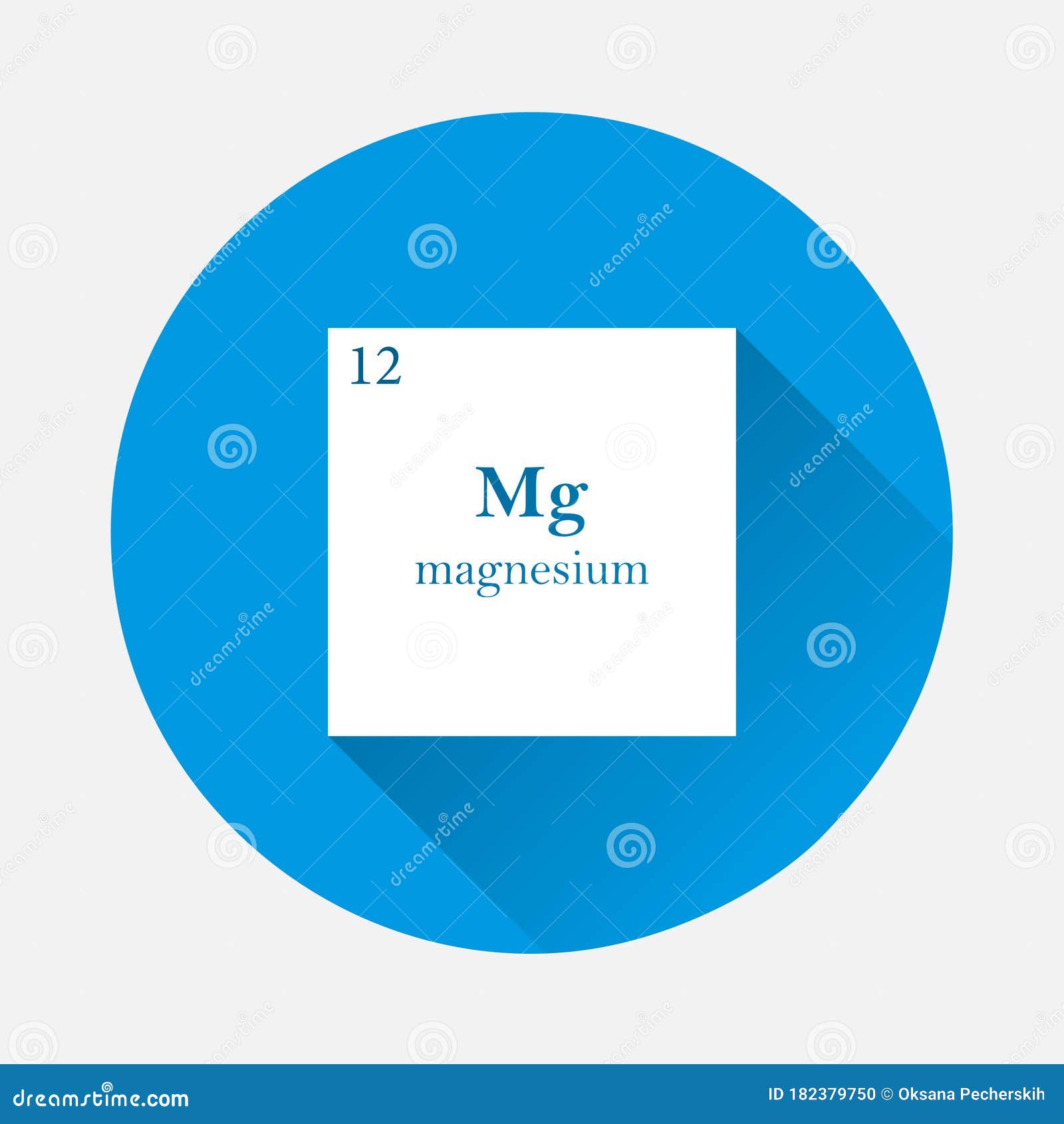 Magnesium Chemical Element Vector Icon on Blue Background. Flat Image ...