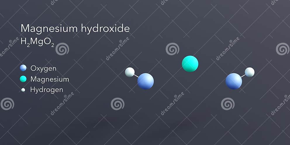 Magnesium Hydroxide Molecule 3d Rendering, Flat Molecular Structure ...