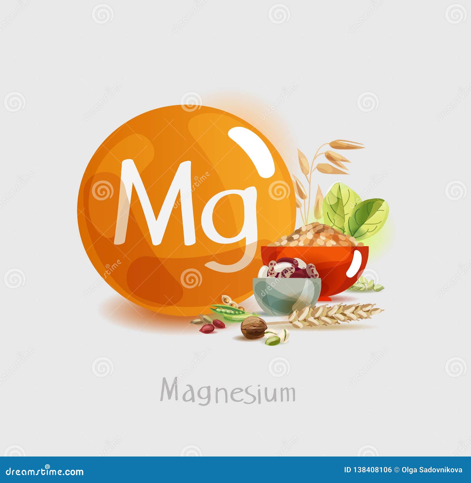 Magnesium i mat vektor illustrationer. Illustration av mandlar - 138408106