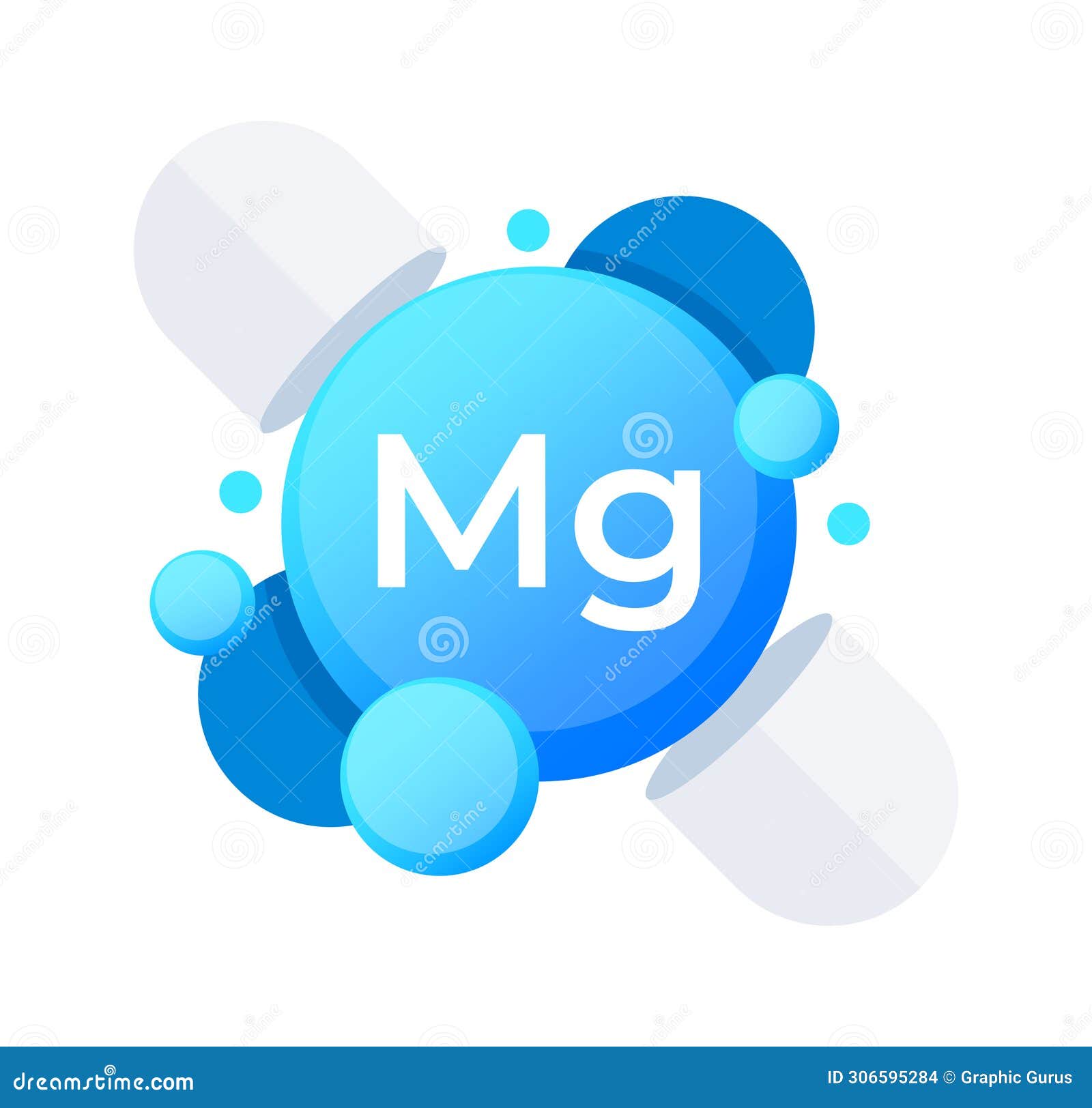 Magnesium Mg Element Visualized with Serene Blue Spheres in Modern ...
