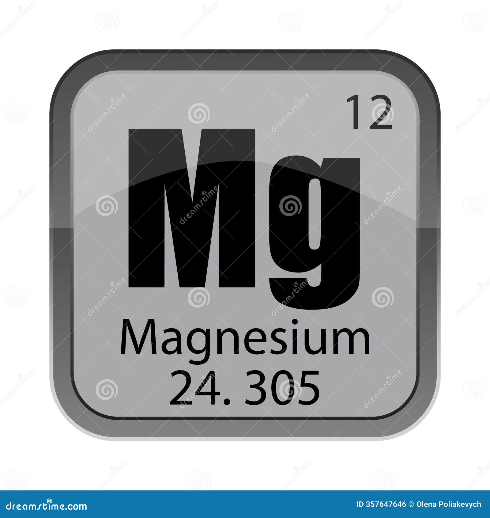 Magnesium 12. Mg Vector Symbol. Twelve Atomic Detail. Mass 24.305 Stock ...