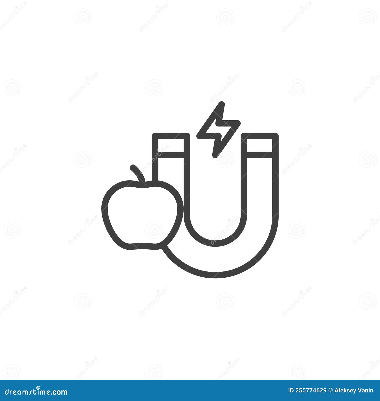 Magnet and apple line icon stock vector. Illustration of clipart ...