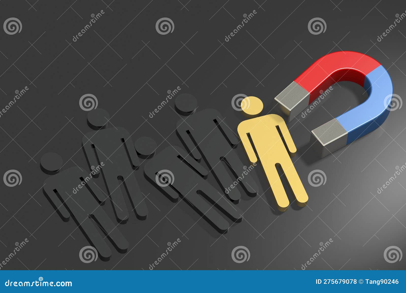 Magnet Attract Talent with Golden Puppet Stock Illustration ...