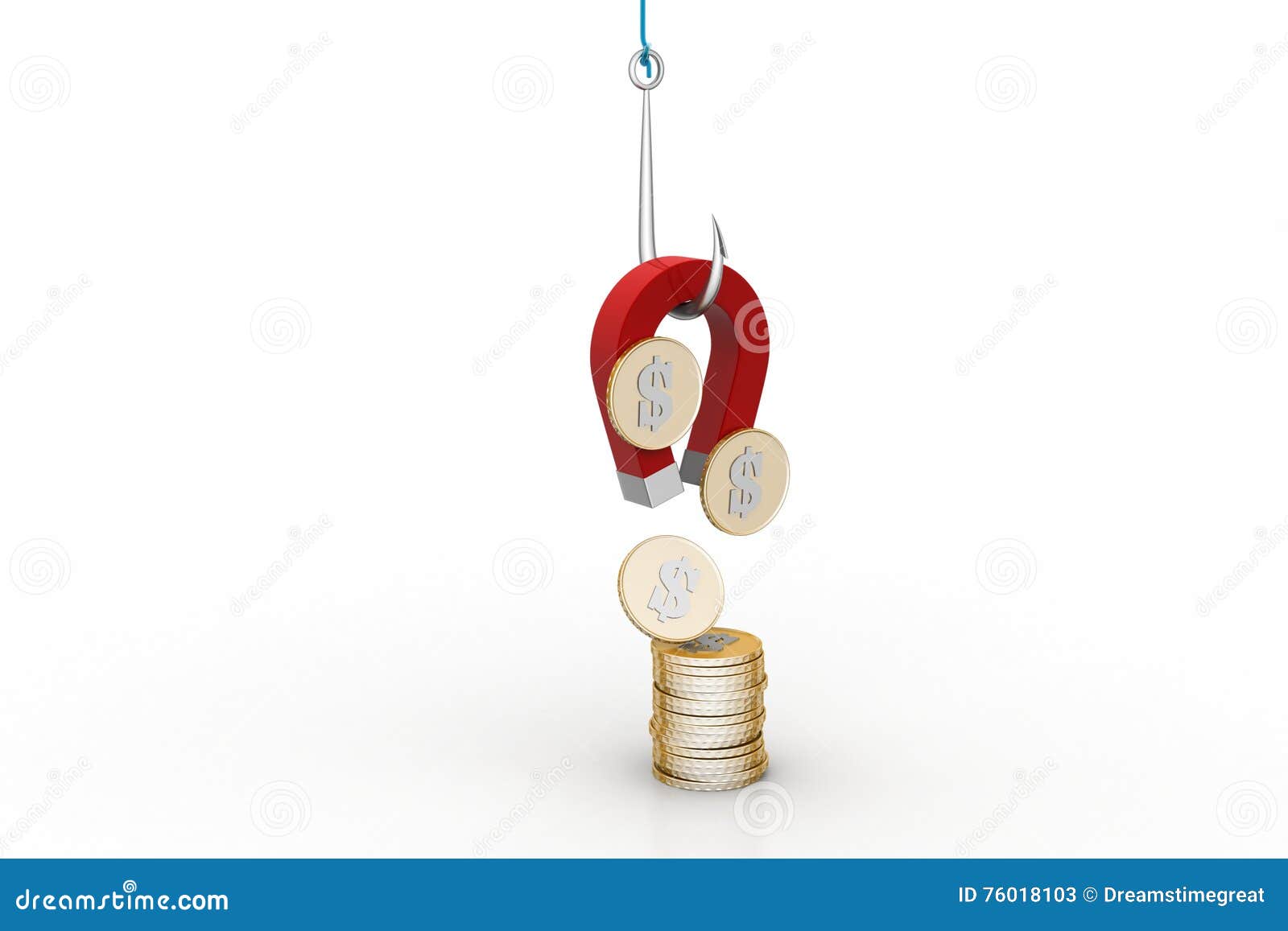 Magnet Attracting Gold Coins Stock Illustration - Illustration of ...