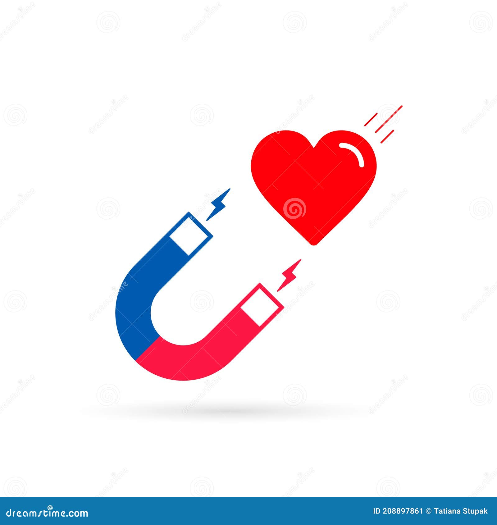 Magnet Attracting Heart Icon Vector Isolated Color Illustration. Flat ...
