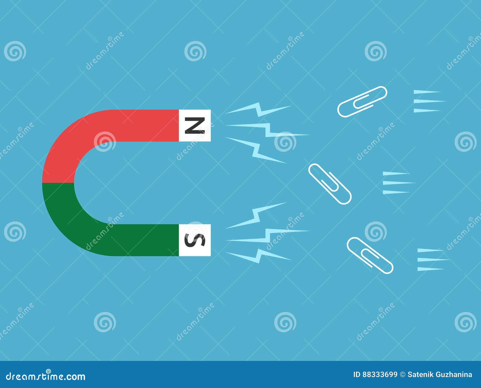 Magnet Attracting Paper Clips Cartoon Vector | CartoonDealer.com #88333699