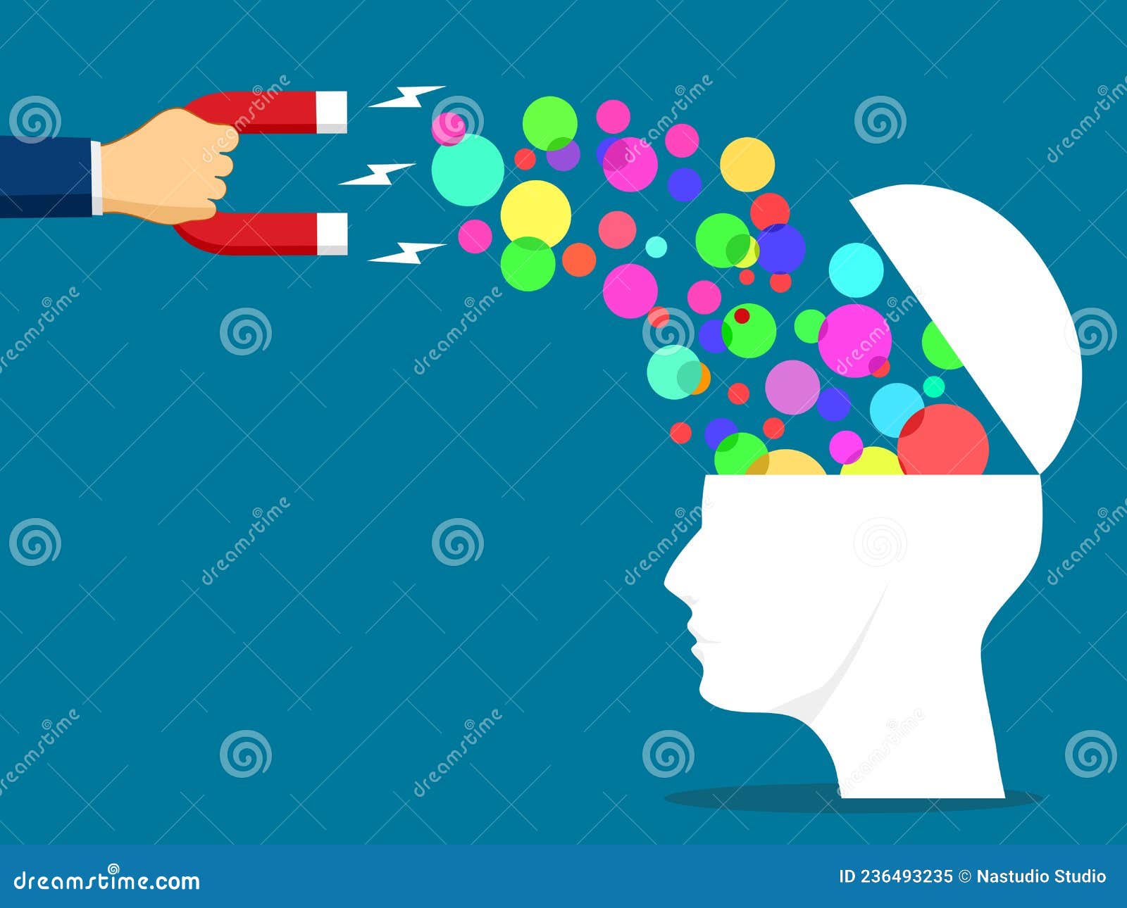 The Magnet Attracts Circular Bubbles in the Human Head. Concept in the ...