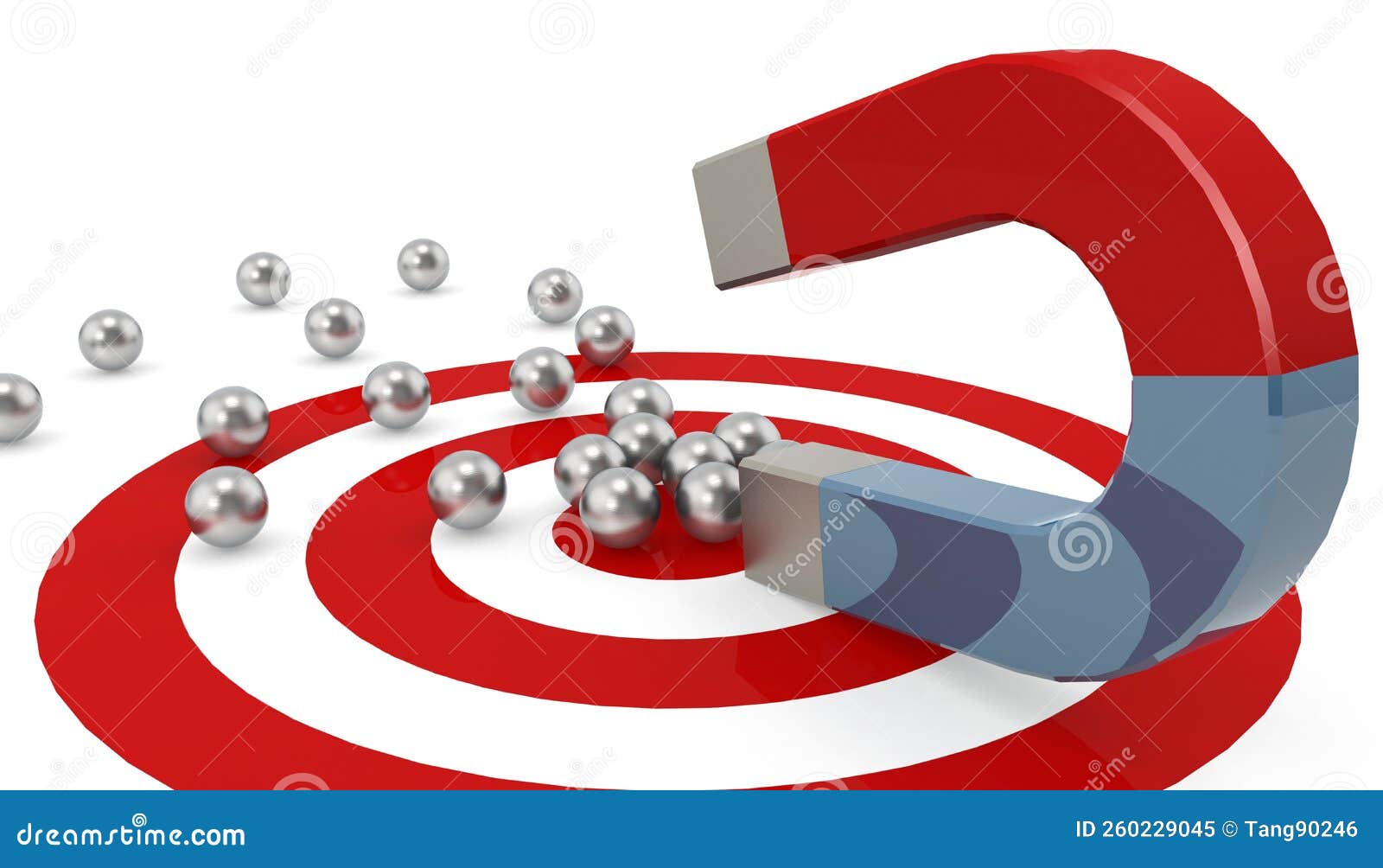 Magnet Attracts Red Metal Balls Isolated Stock Illustration ...
