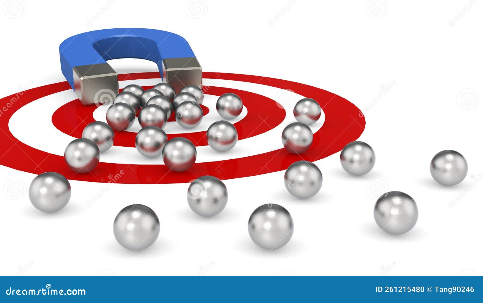 Magnet Attracts Red Metal Balls Isolated Stock Illustration ...