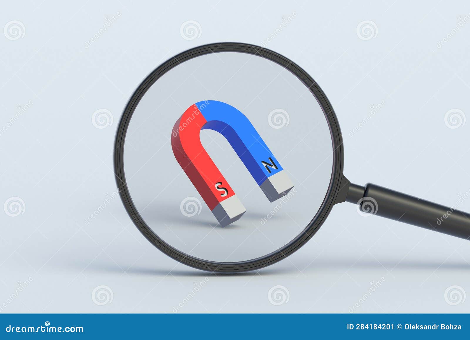 Magnet Behind Magnifying Glass Stock Illustration - Illustration of ...