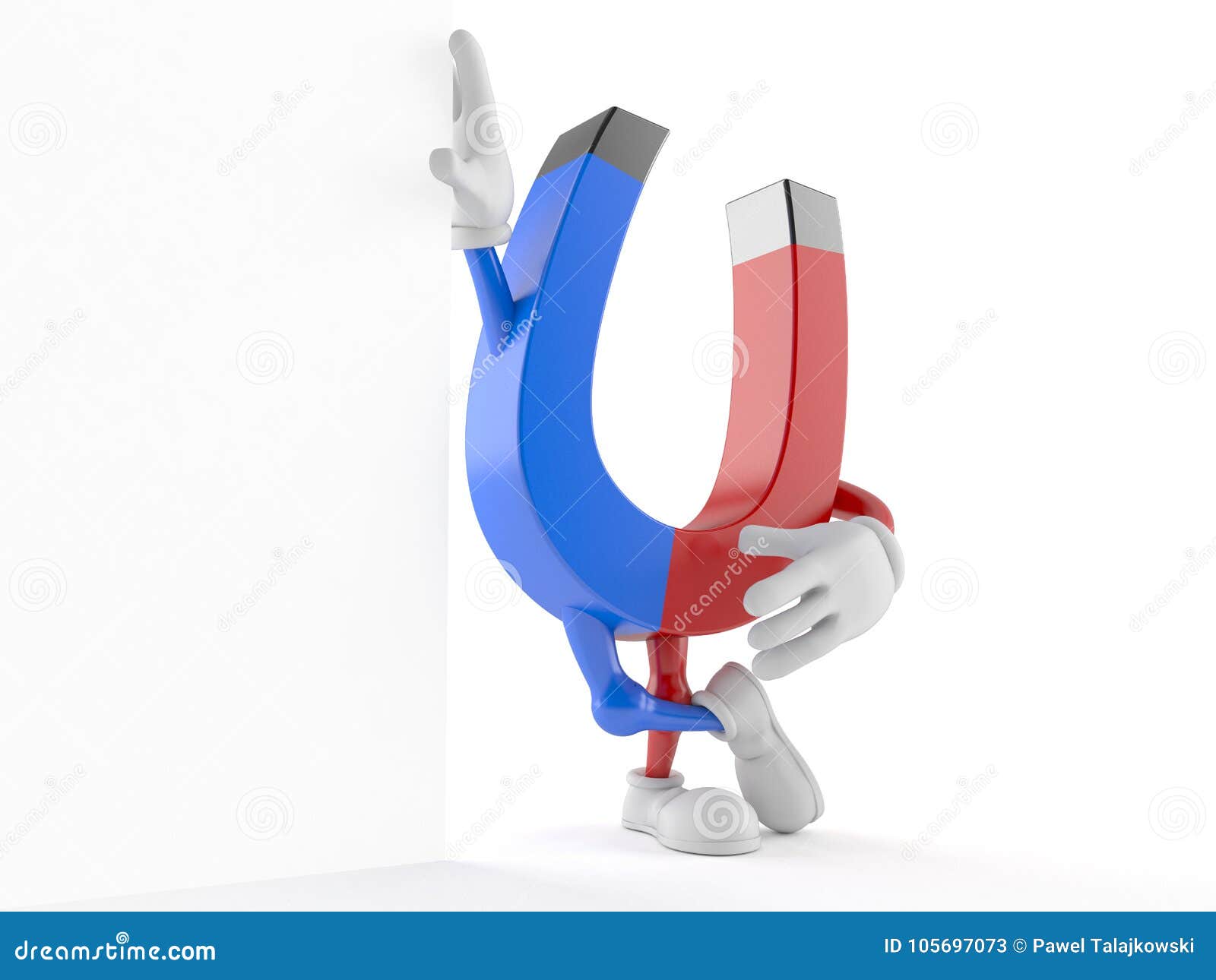 Magnet Character Looking Through Magnifying Glass Royalty-Free Stock ...