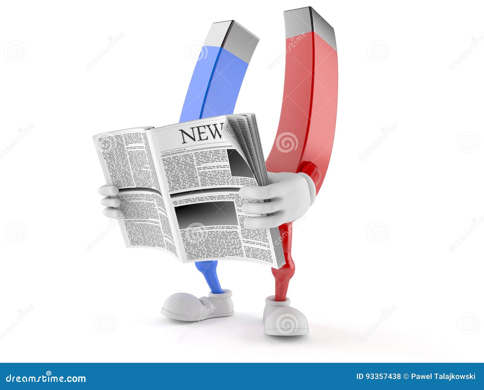Magnet Character Reading Newspaper Stock Illustration - Illustration of ...