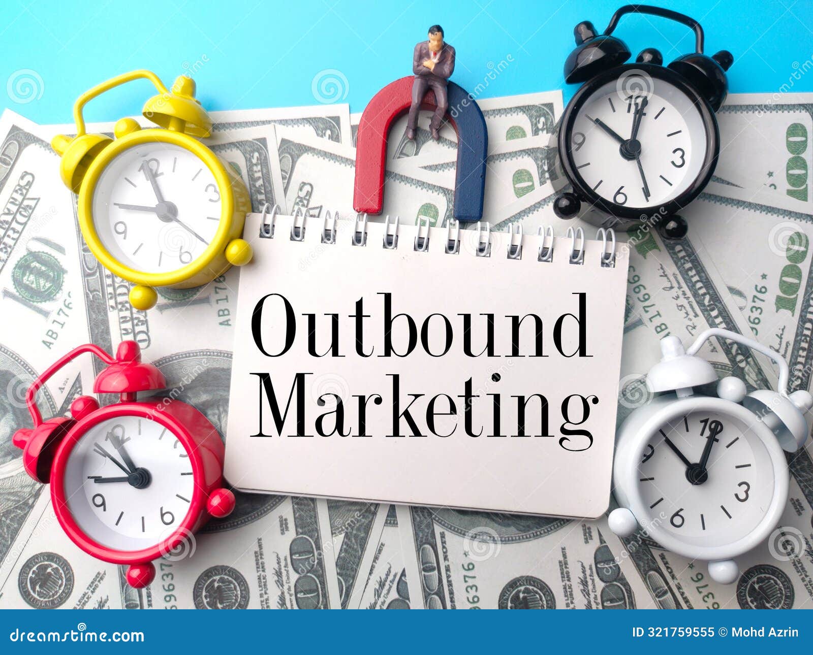 Magnet,clock,miniature People,banknotes and Notebook Stock Image ...