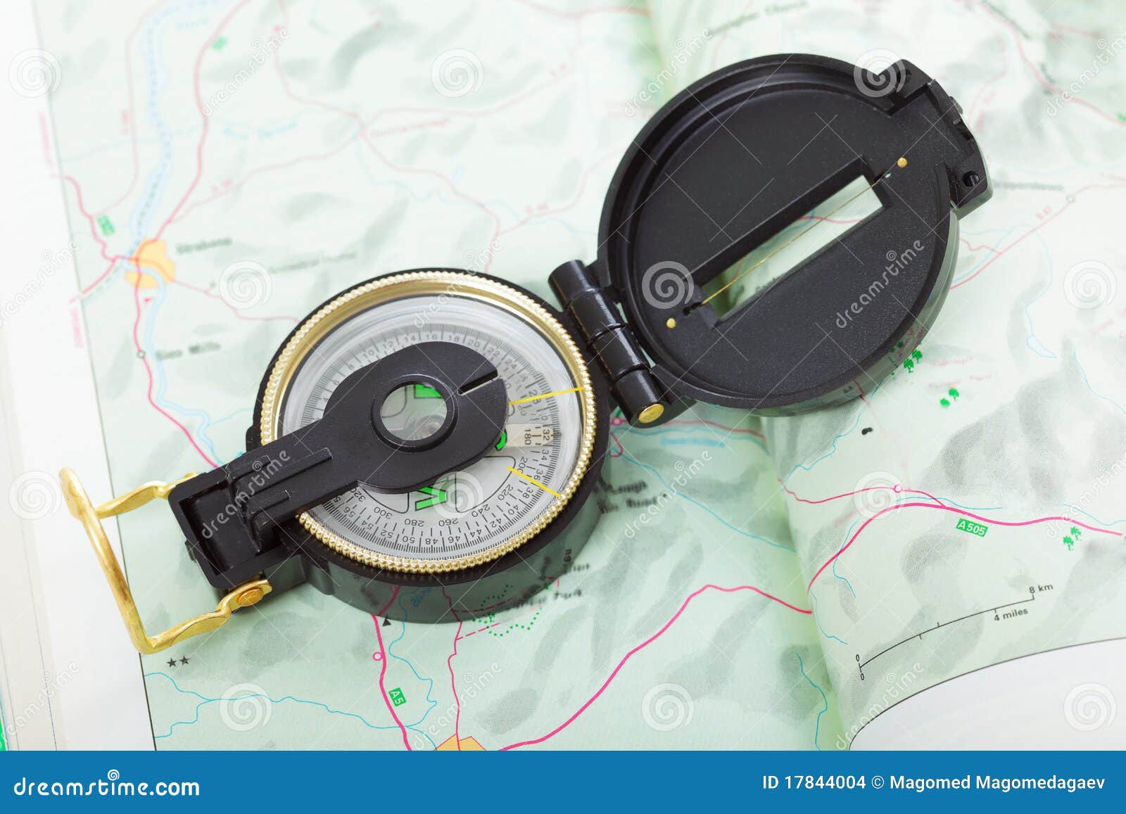 Magnet compass on map stock photo. Image of magnet, navigational - 17844004