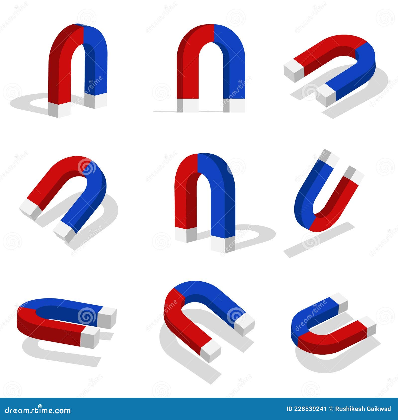 Magnet 3d Icon Illustration with Different Views Stock Vector ...