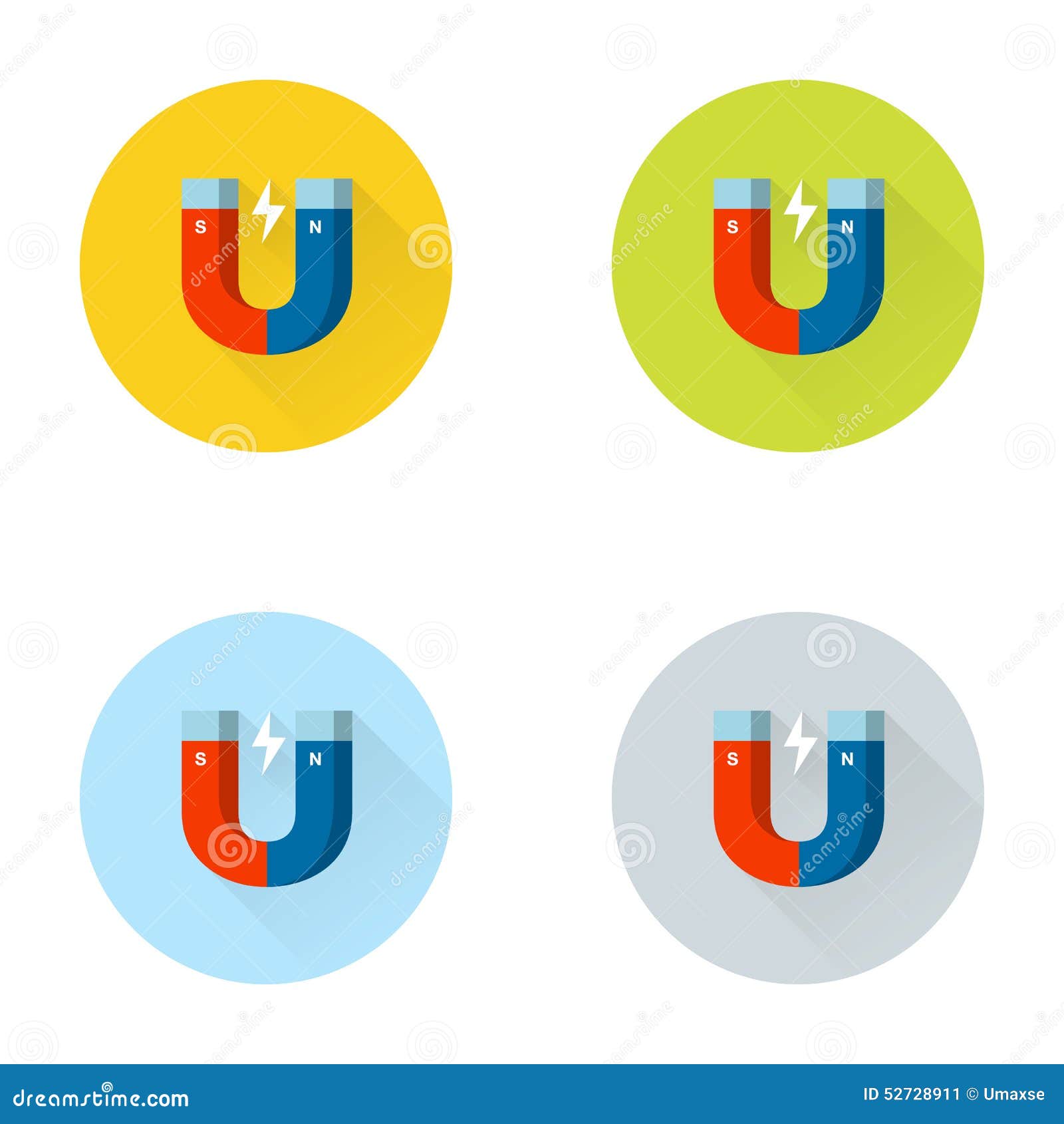 Magnet Flat Icon Set stock illustration. Illustration of colored - 52728911