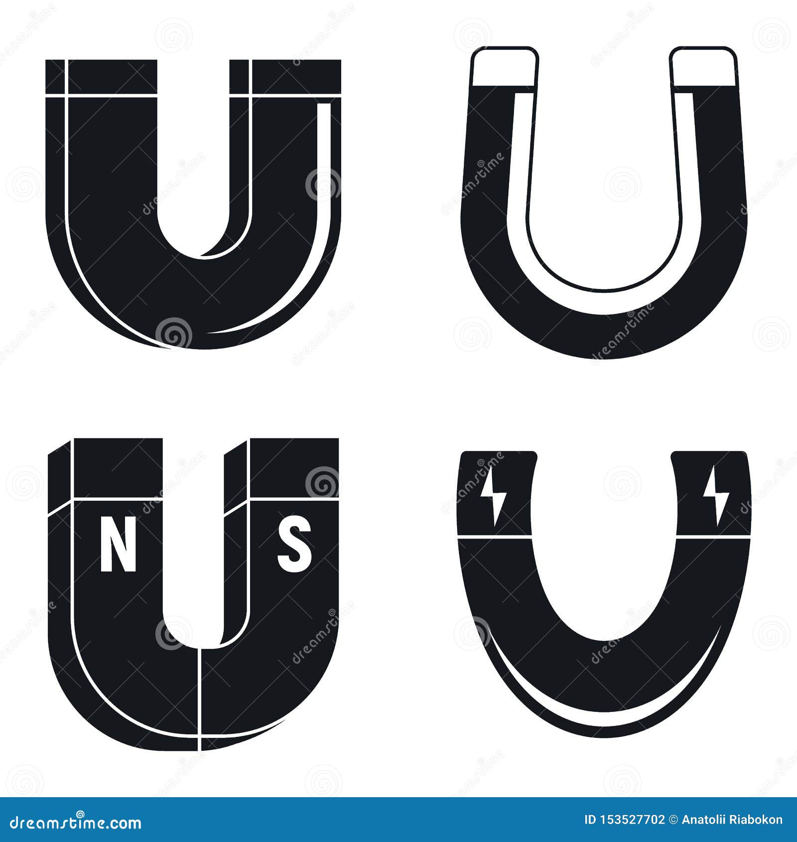 Magnet Force Icons Set, Simple Style Stock Vector - Illustration of ...