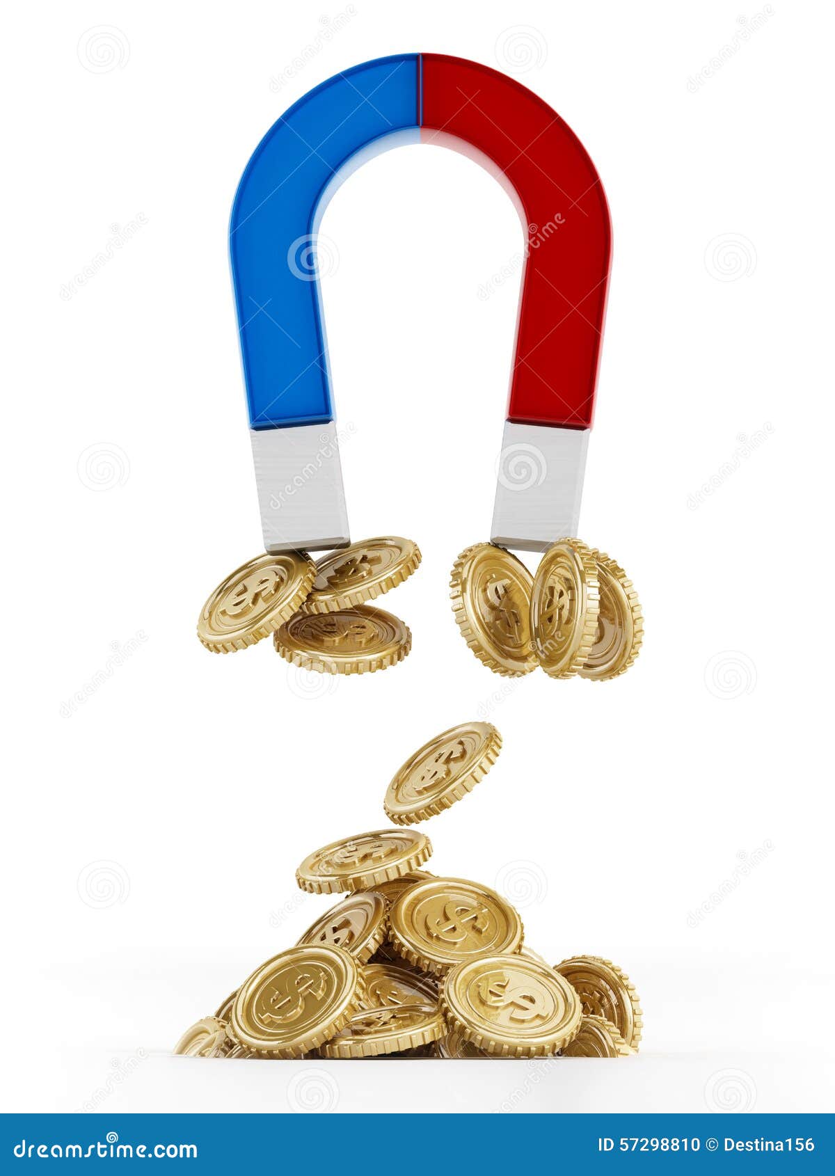 Magnet and gold coins stock illustration. Illustration of attract ...