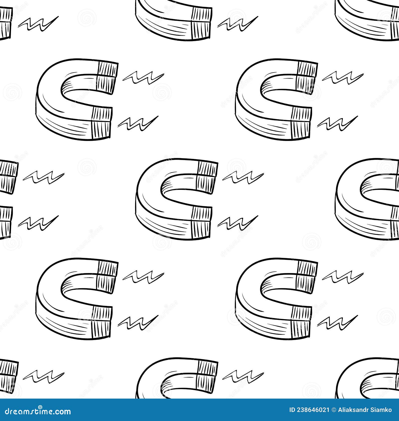 Magnet Hand Drawn Sketch. Seamless Pattern Stock Vector - Illustration ...