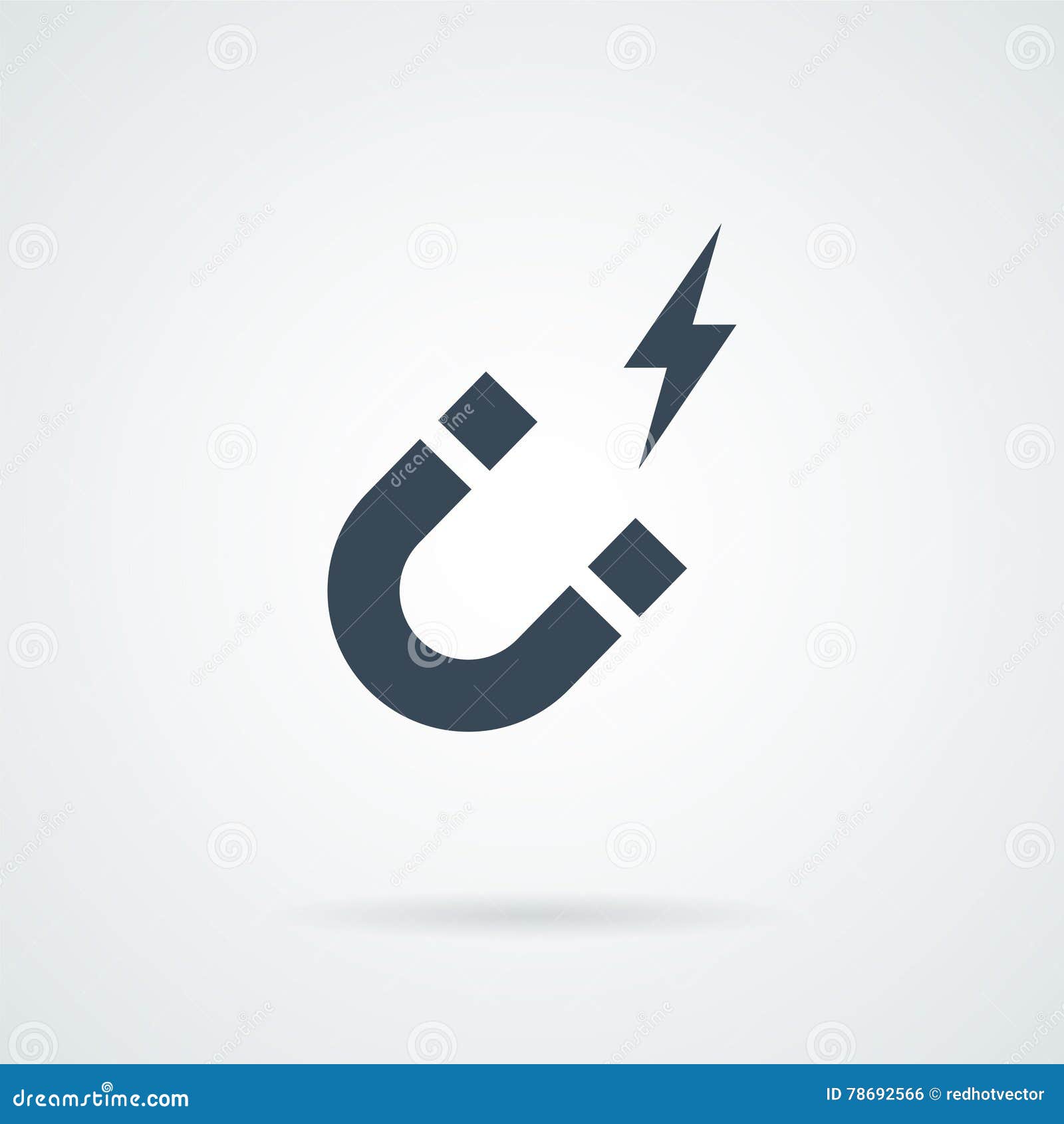 Magnet Icon With Lightnings And Shadow - Vector Illustration - Isolated ...