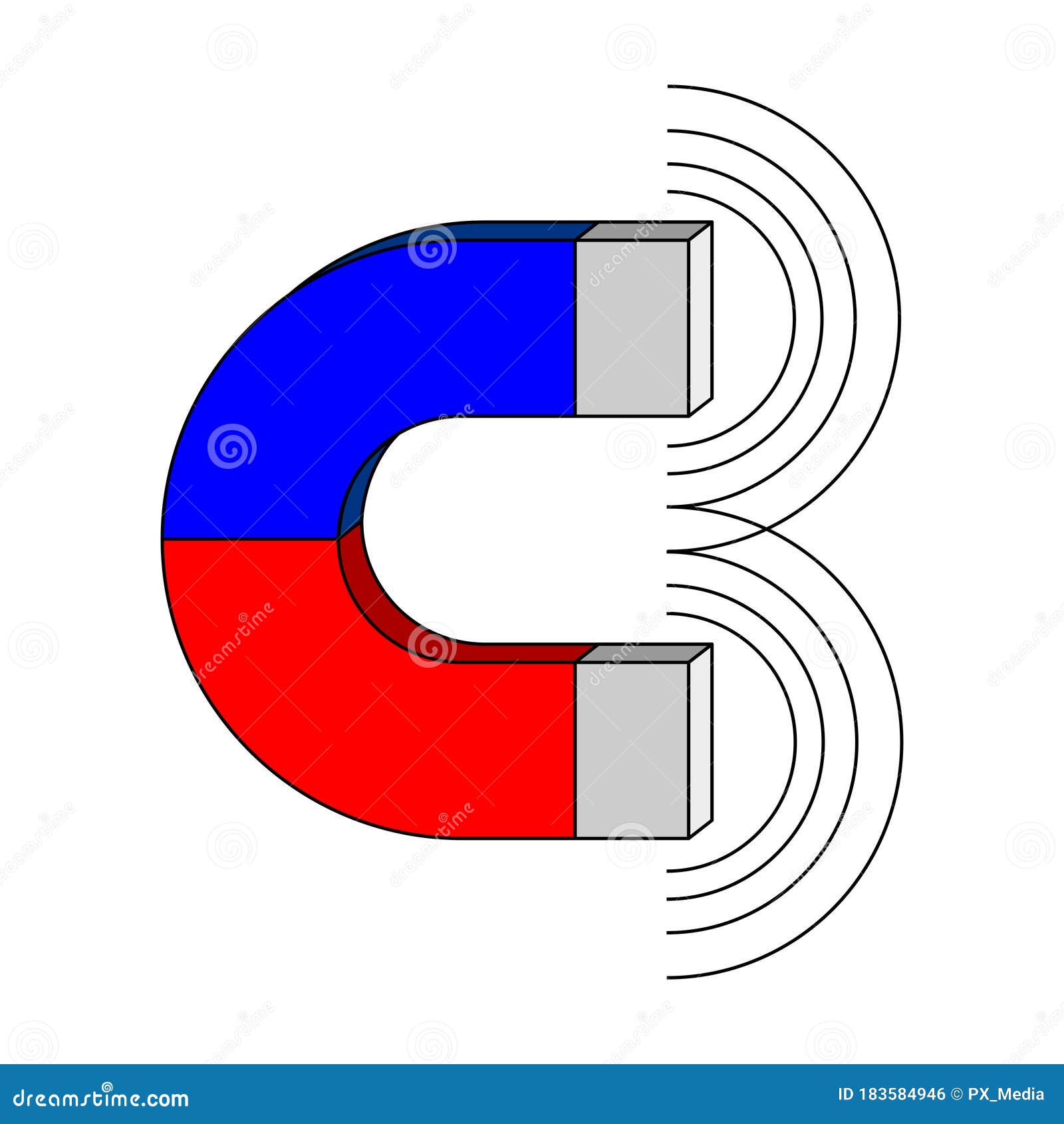 Red and Blue Magnet Illustration - Cartoon Style Stock Illustration ...