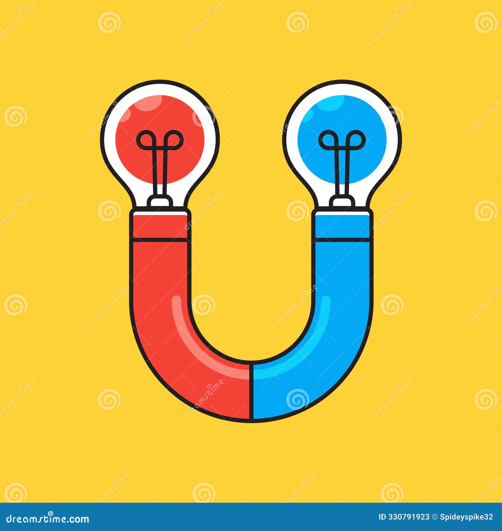Magnet with a Light Bulb at Its Tip. Isolated Vector Illustration Stock ...