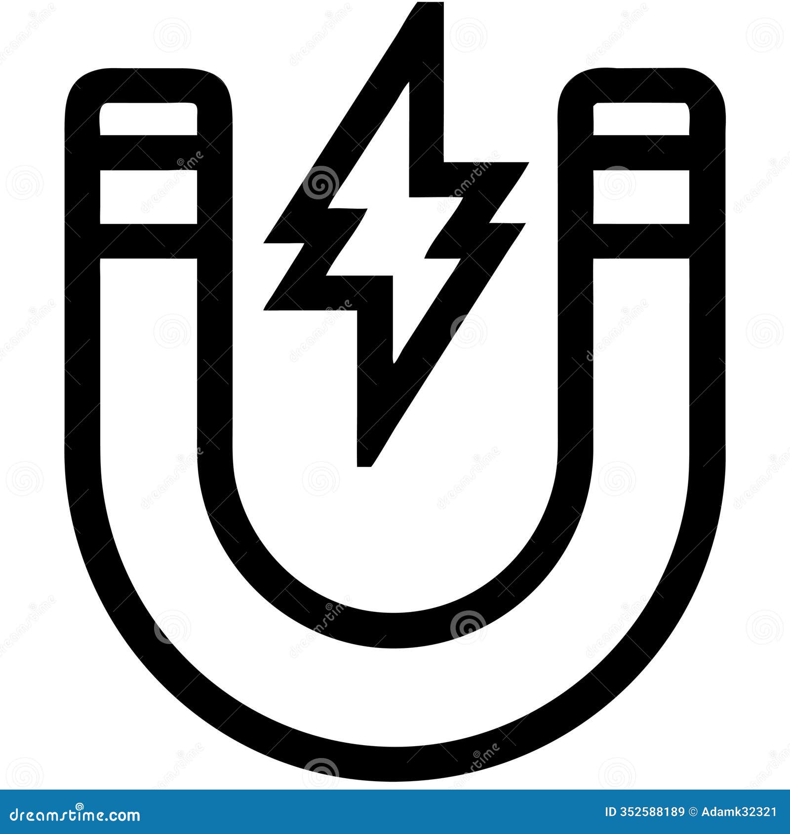 Magnet Lightning Bolt Symbol Vector for Technology and Energy Concepts ...